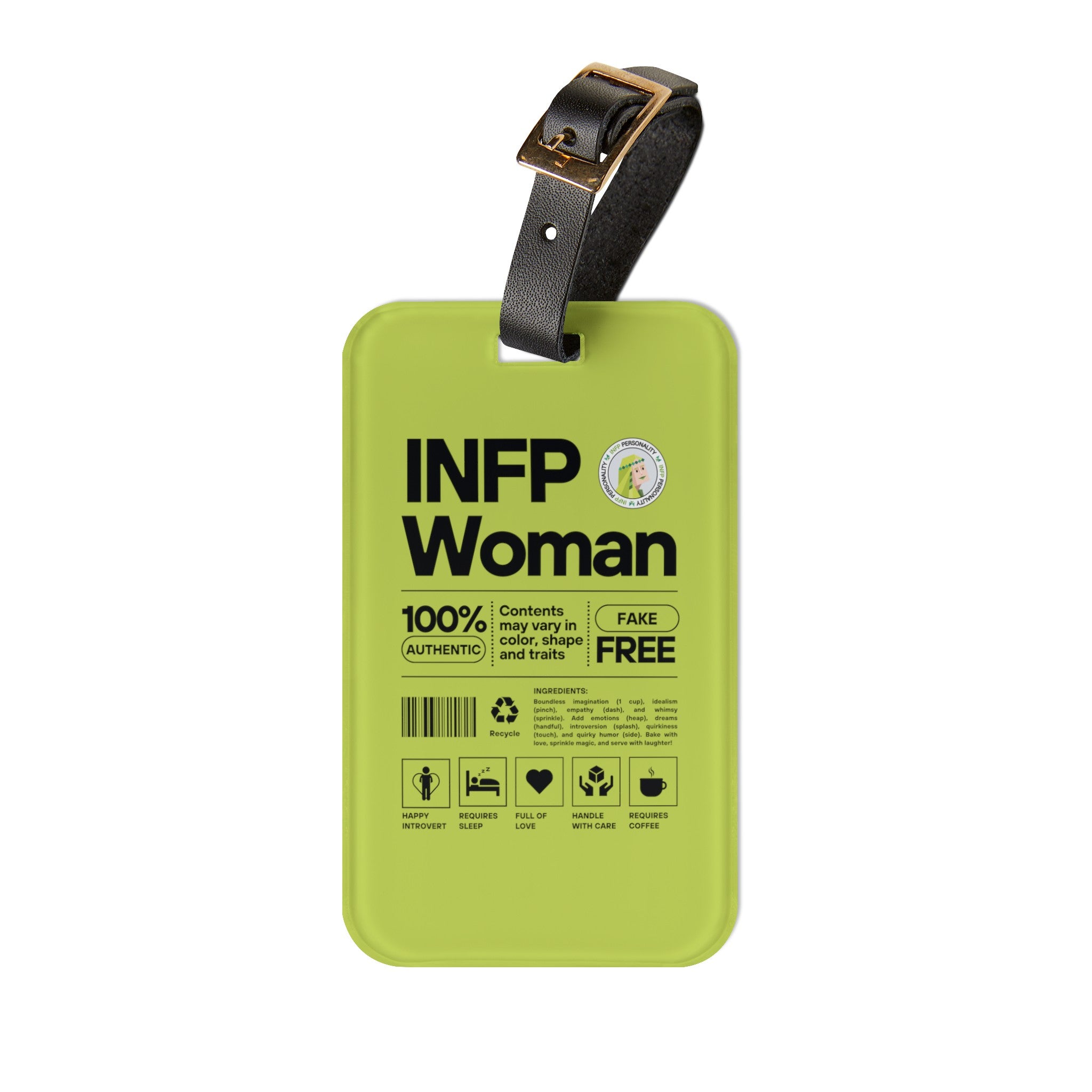 INFP Woman Ingredients Luggage Tag – INFP Personality Community