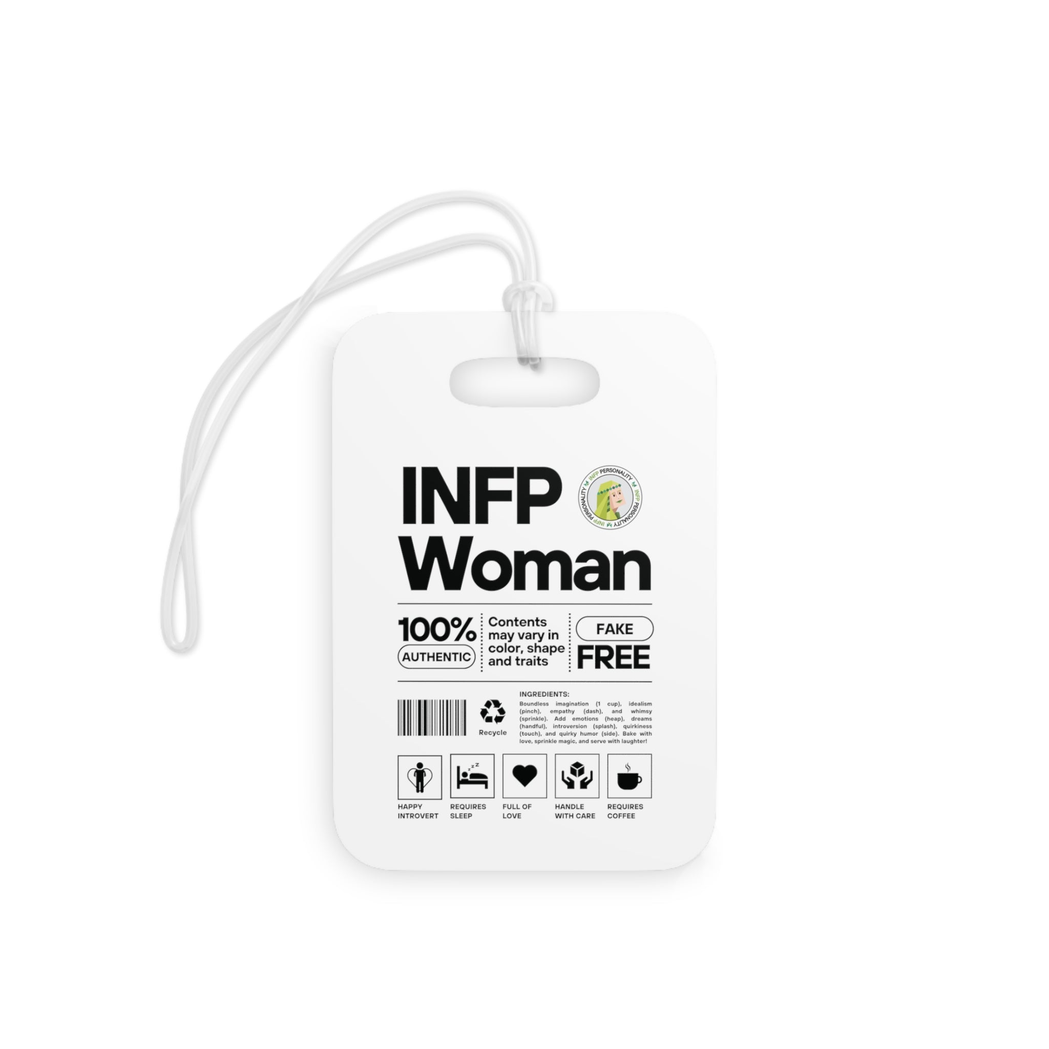 INFP Woman Ingredients Plastic Luggage Tags – INFP Personality Community
